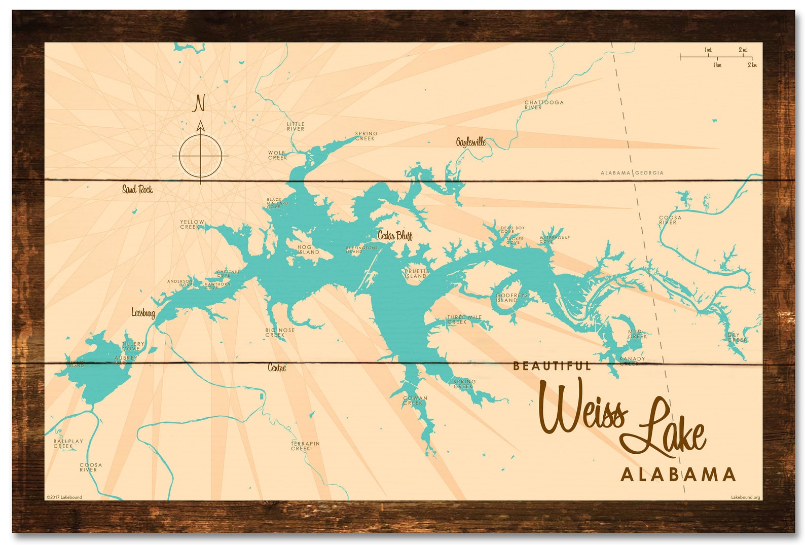 Weiss Lake Alabama, Rustic Wood Sign Map Art - Etsy