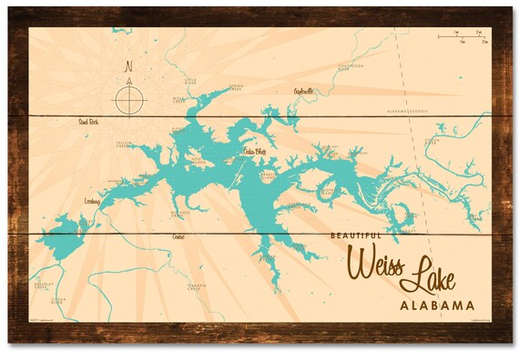 Weiss Lake Alabama Rustic Wood Sign Map Art - Etsy
