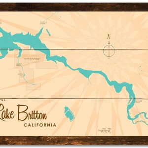 Lake Britton California, Rustic Wood Sign Map Art - Etsy