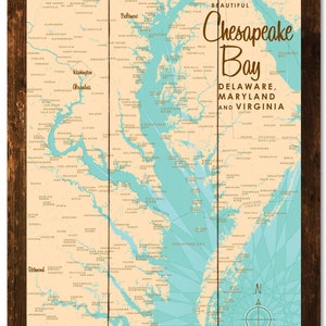 Chesapeake Bay Maryland Virginia, Rustic Wood Sign Map Art - Etsy