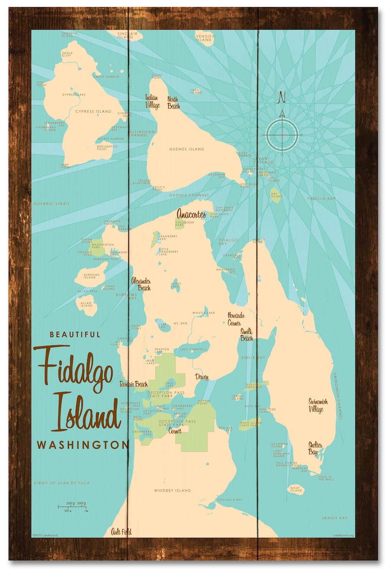 Fidalgo Island Washington Rustic Wood Sign Map Art | Etsy