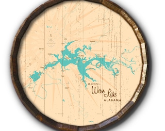 Map of Weiss Lake - Etsy