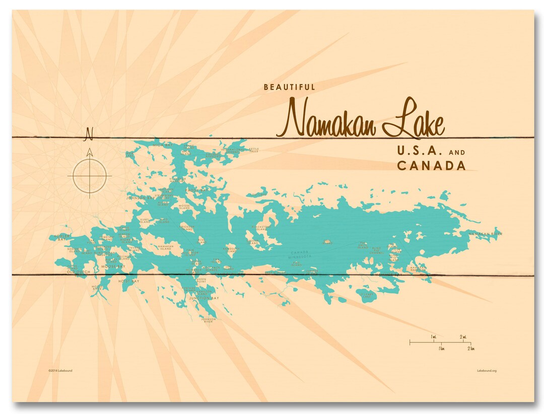 Namakan Lake Minnesota | Lake House Décor | Cabin Art | Custom Map ...