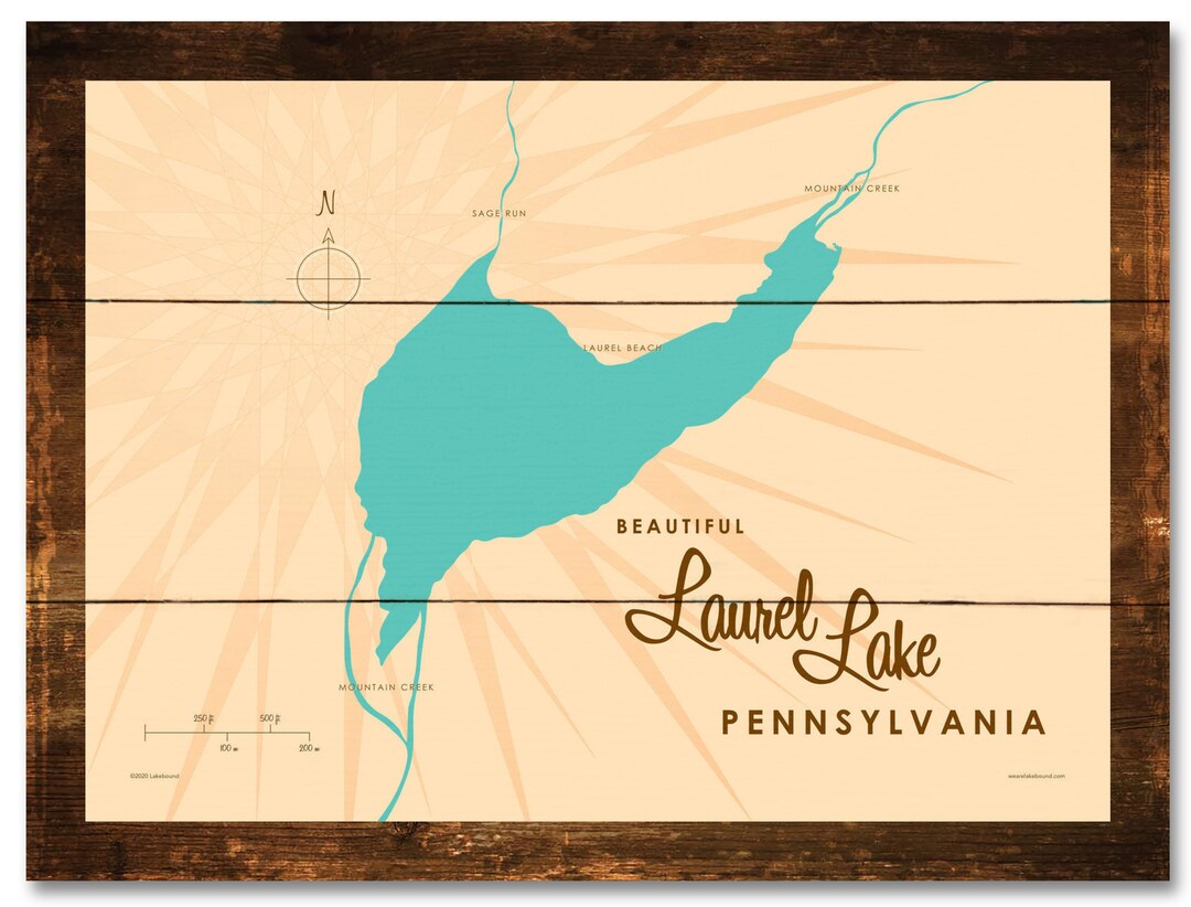 Laurel Lake Pennsylvania, Rustic Wood Sign Map Art - Etsy