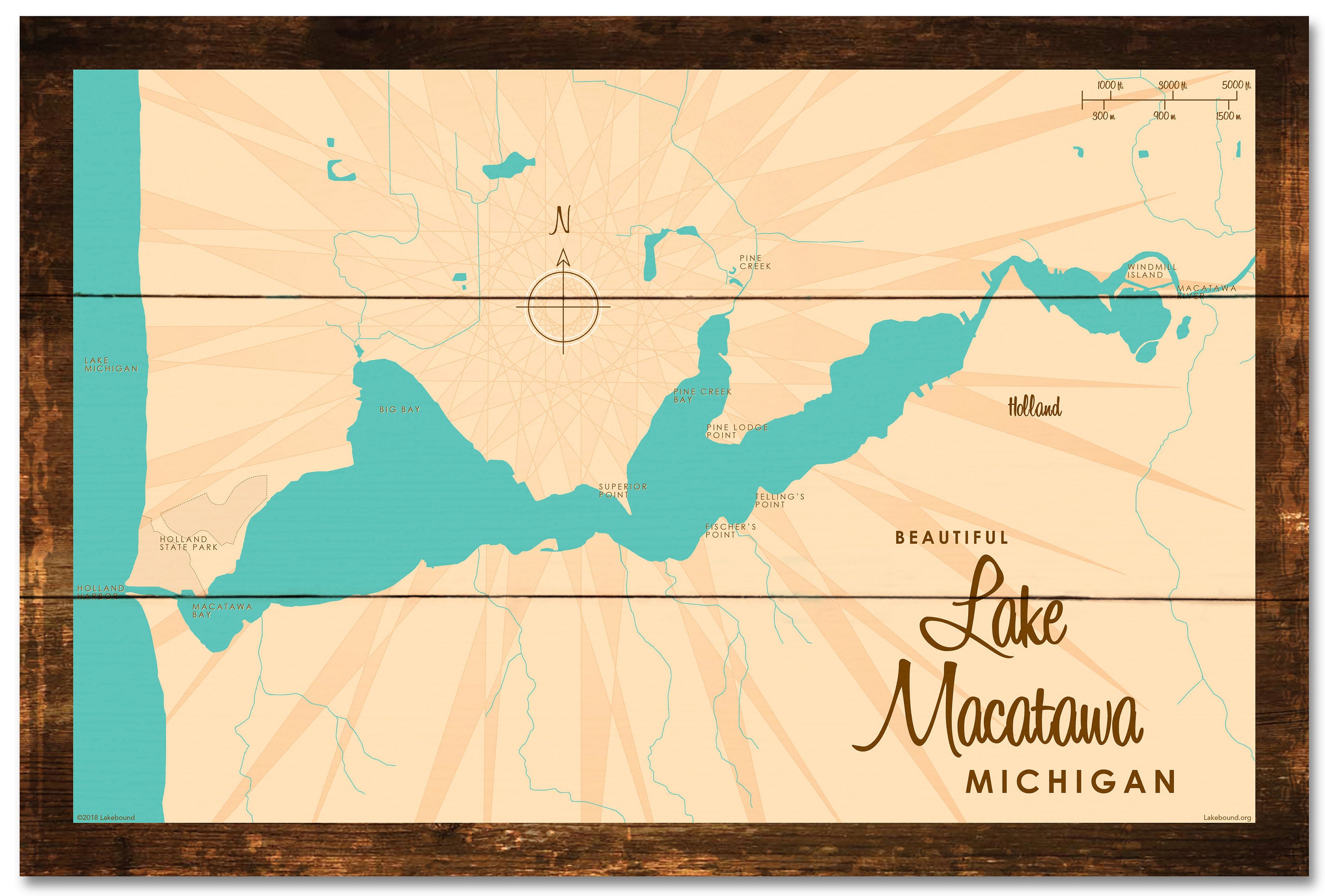 Lake Macatawa Michigan, Rustic Wood Sign Map Art - Etsy