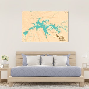 Weiss Lake Alabama | Lake House Décor | Cabin Art | Custom Map Gifts ...