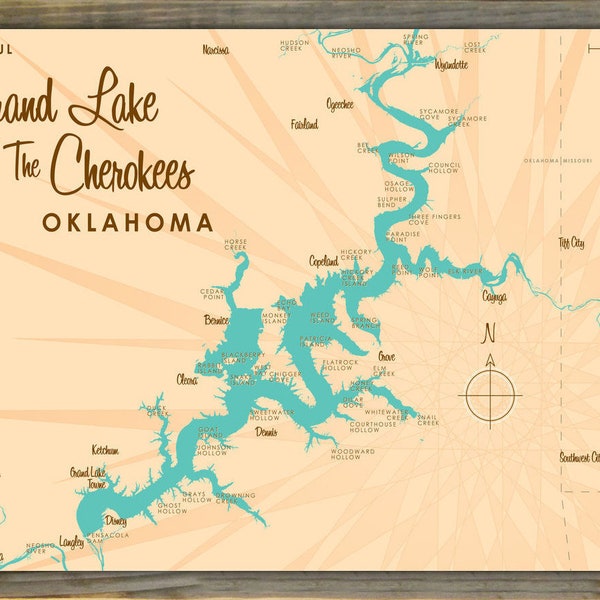 Map of Grand Lake Oklahoma - Etsy