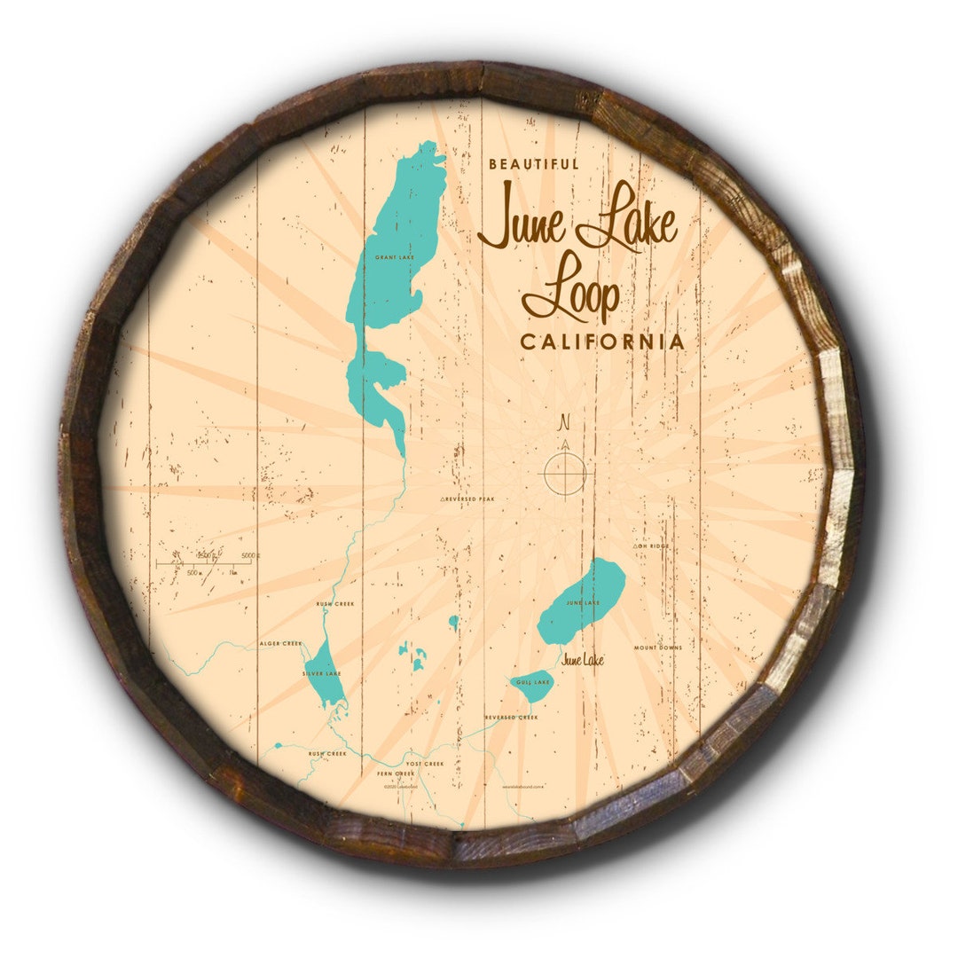 June Lake Loop California Rustic Barrel End Map Art - Etsy