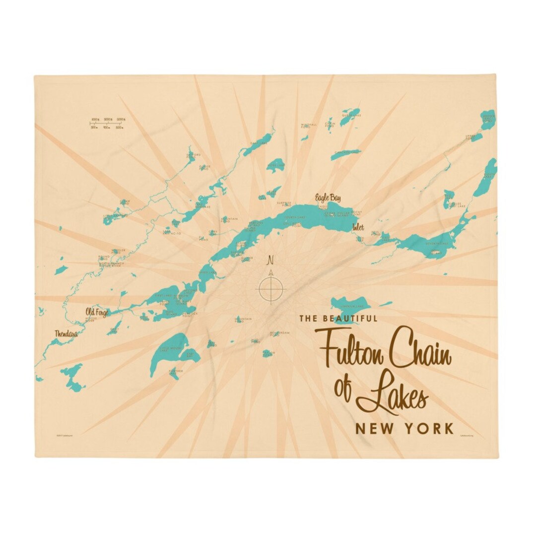 Fulton Chain of Lakes New York | Lake House Décor | Cabin Art | Custom ...