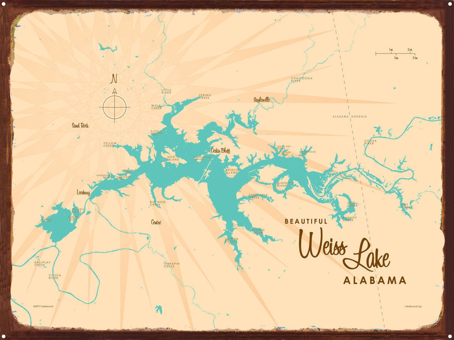 Weiss Lake Alabama | Lake House Décor | Cabin Art | Custom Map Gifts ...