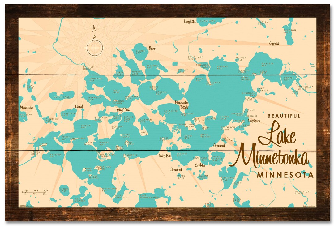 Lake Minnetonka Minnesota, Rustic Wood Sign Map Art - Etsy