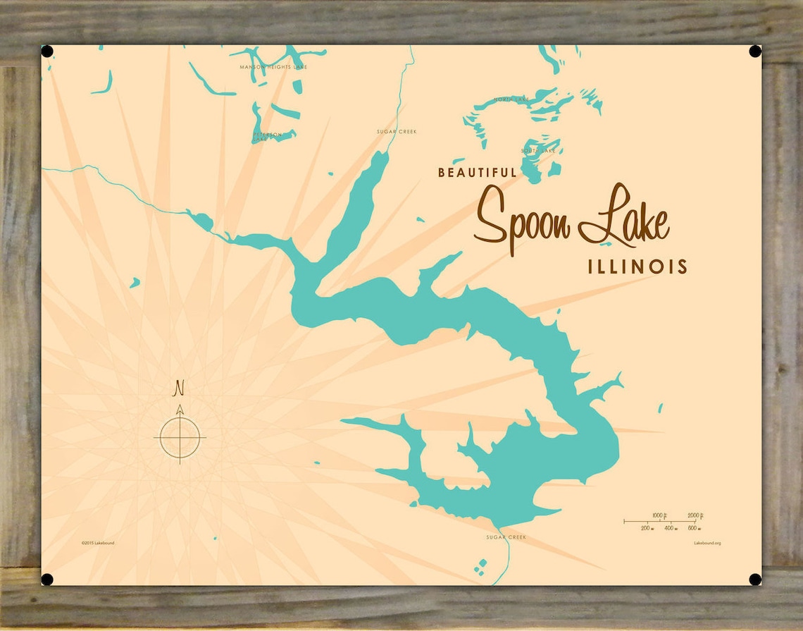 Spoon Lake Illinois | Lake House Décor | Cabin Art | Custom Map Gifts ...