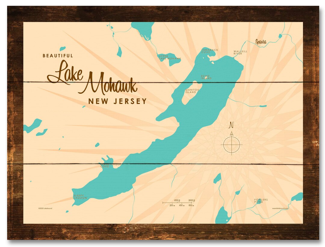 Lake Mohawk New Jersey, Rustic Wood Sign Map Art - Etsy