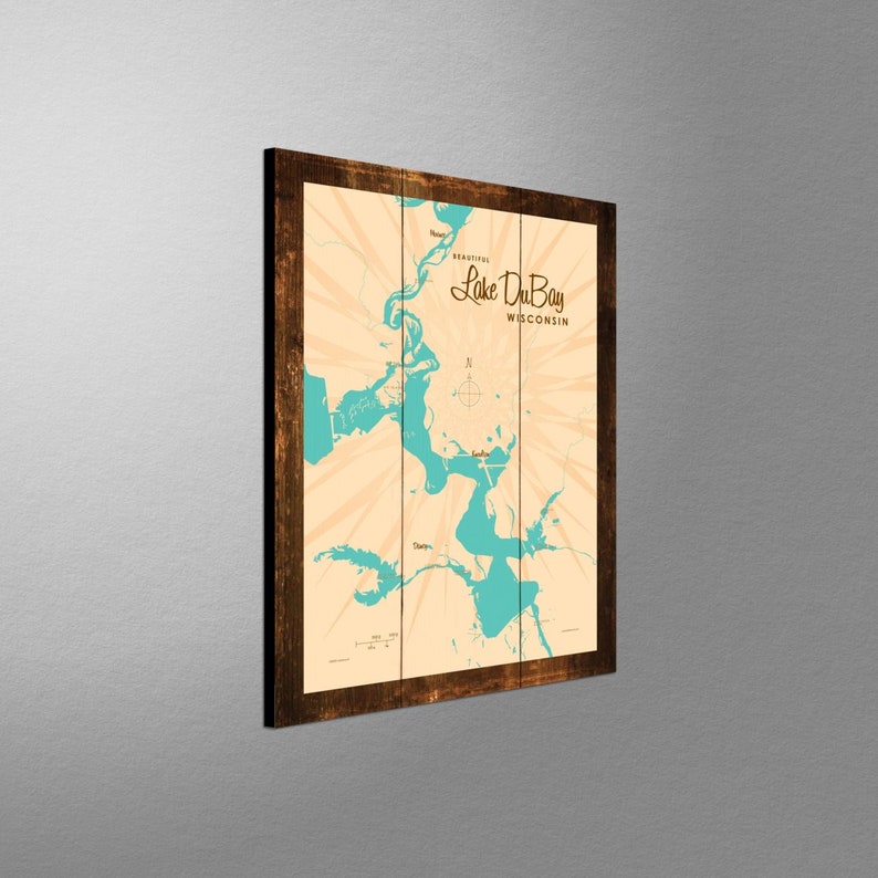 Lake Dubay Wisconsin, Rustic Wood Sign Map Art - Etsy
