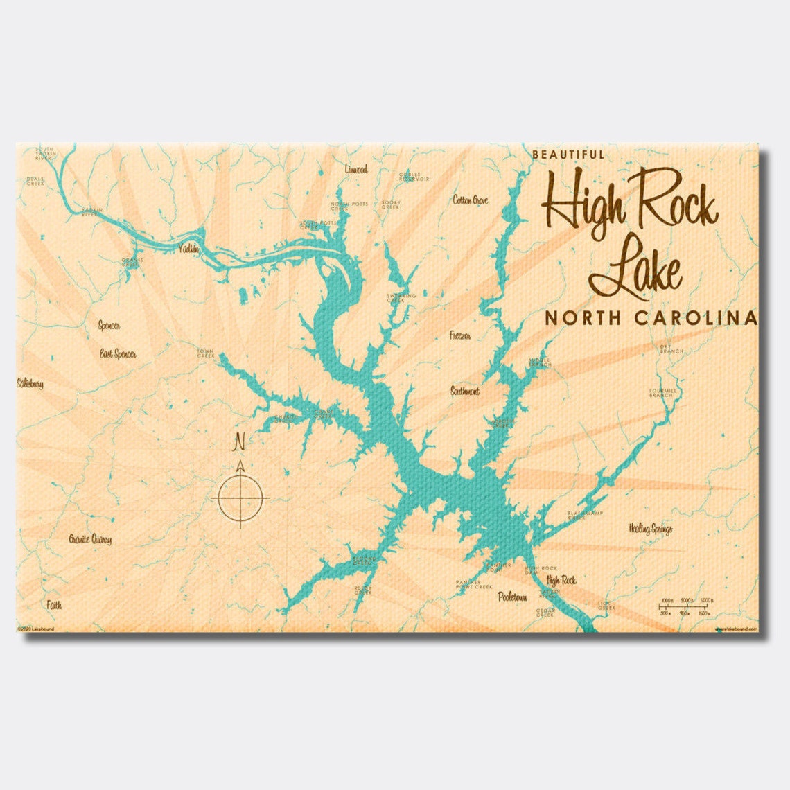 High Rock Lake North Carolina | Lake House Décor | Cabin Art | Custom ...