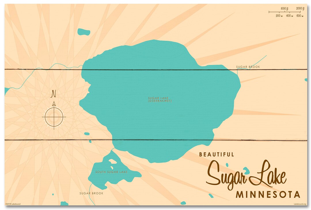 Sugar Lake Minnesota | Lake House Décor | Cabin Art | Custom Map Gifts ...
