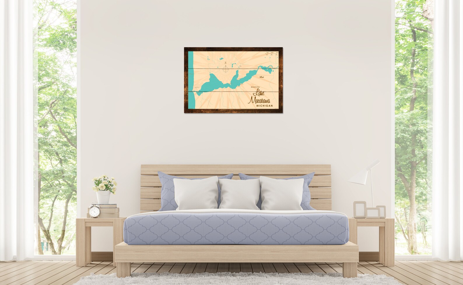 Lake Macatawa Michigan, Rustic Wood Sign Map Art - Etsy