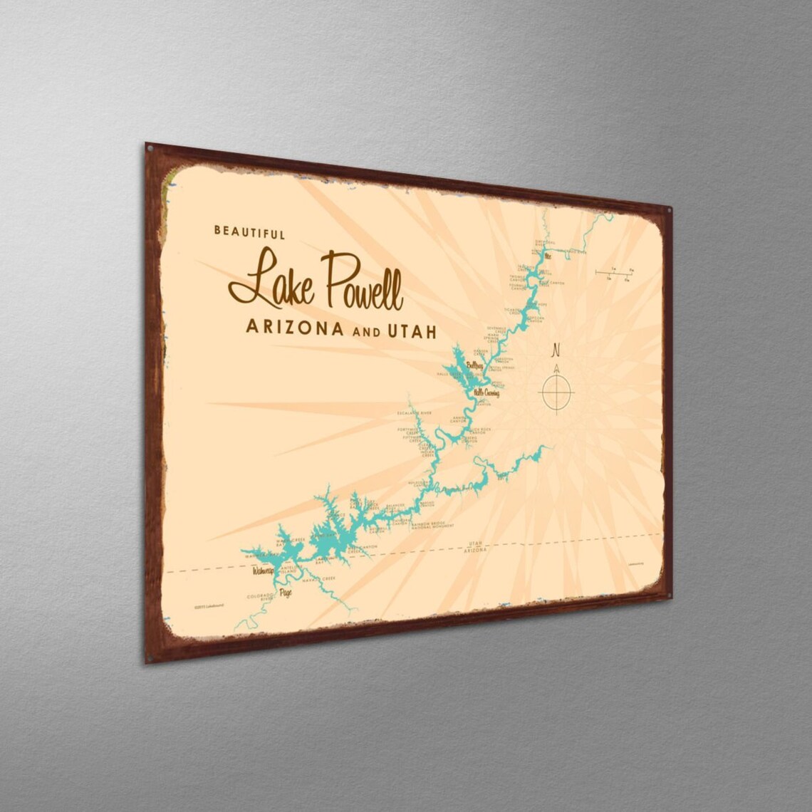 Lake Powell Utah Arizona | Lake House Décor | Cabin Art | Custom Map ...