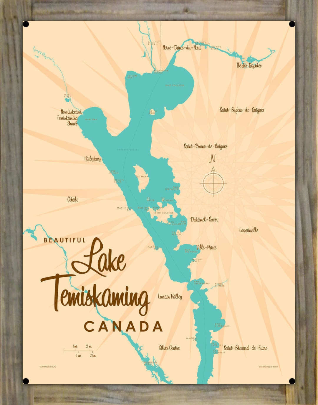 Lake Temiskaming Canada | Lake House Décor | Cabin Art | Custom Map ...