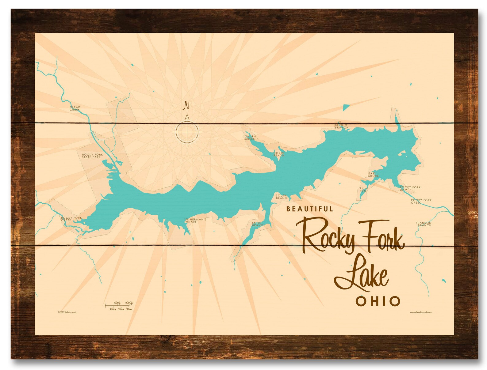 Rocky Fork Lake Ohio, Rustic Wood Sign Map Art - Etsy