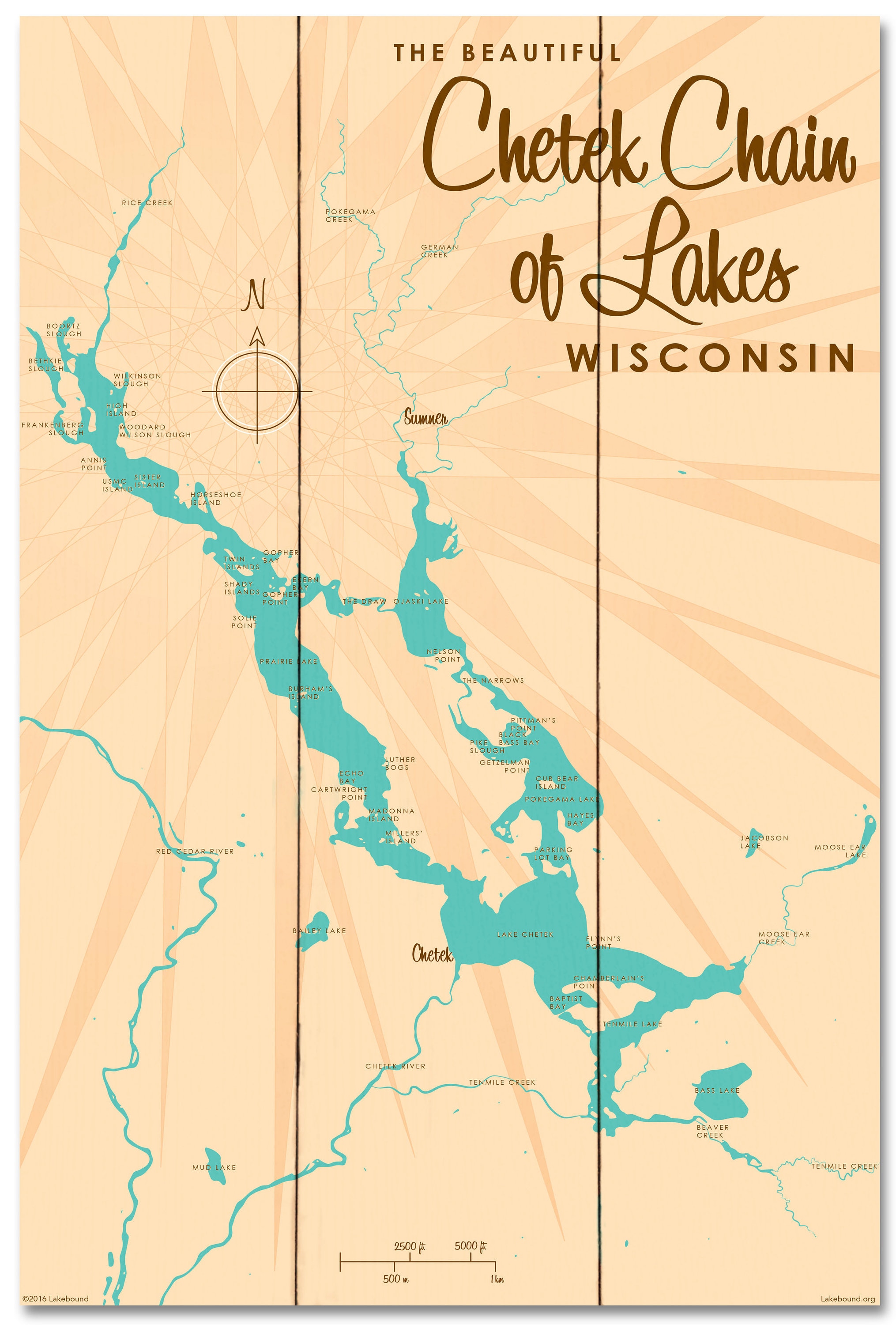 Chetek Chain of Lakes Wisconsin Wood Sign Map Art | Etsy
