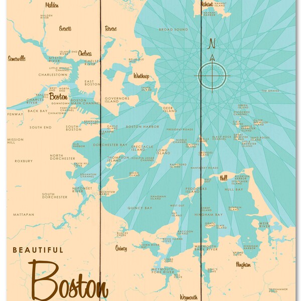 Boston Harbor Map Wood Sign - Etsy