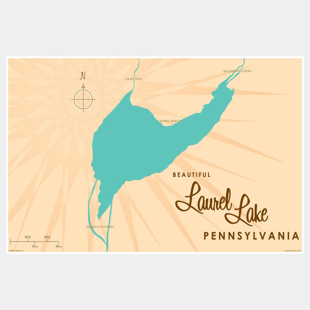 Laurel Lake Pennsylvania | Lake House Décor | Cabin Art | Custom Map ...