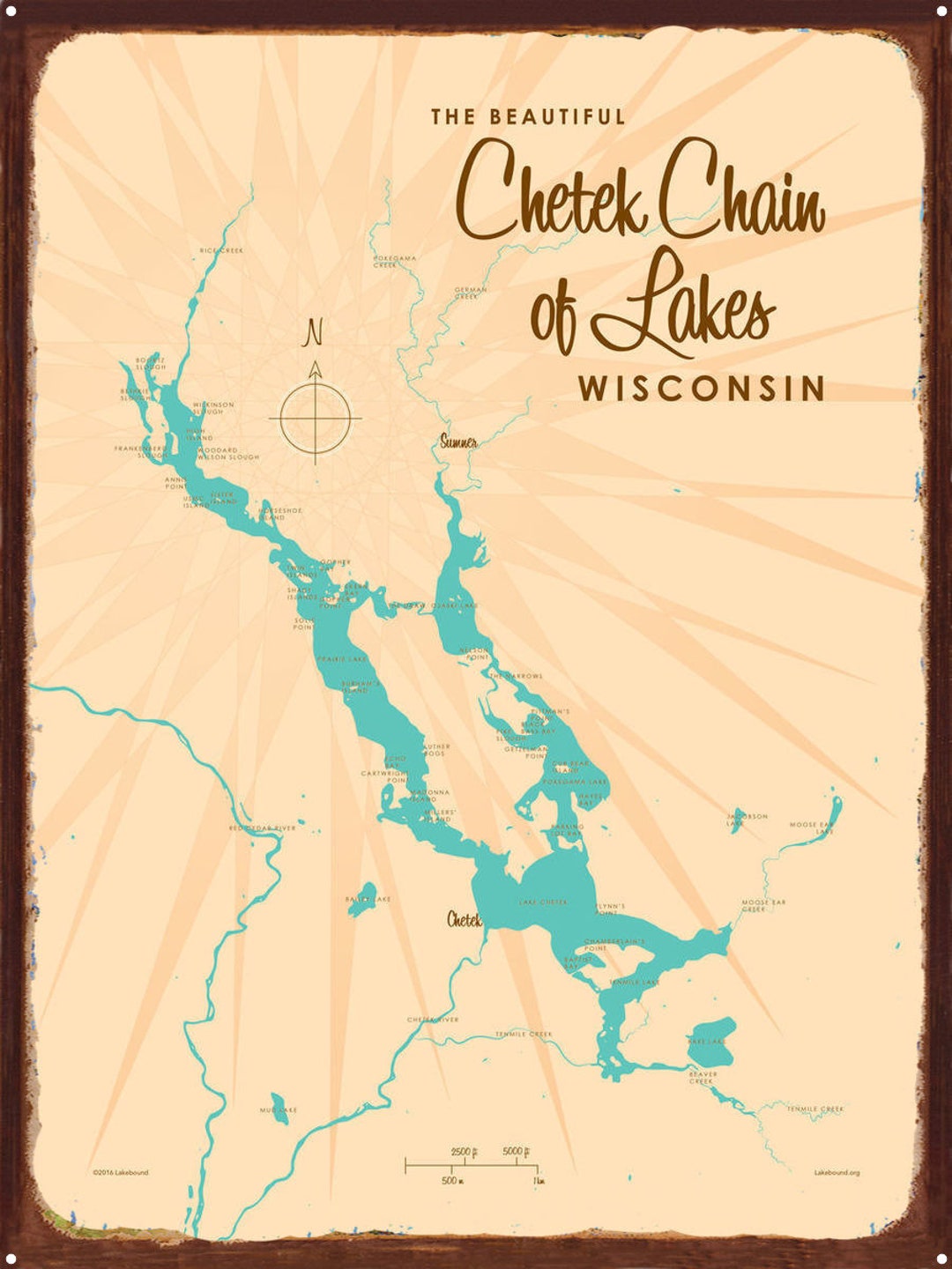 Chetek Chain of Lakes Wisconsin | Lake House Décor | Cabin Art | Custom ...