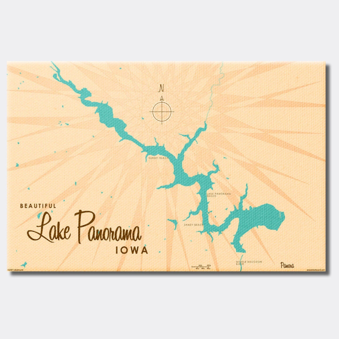 Lake Panorama Iowa Lake House Décor Cabin Art Custom Map Gifts Canvas ...