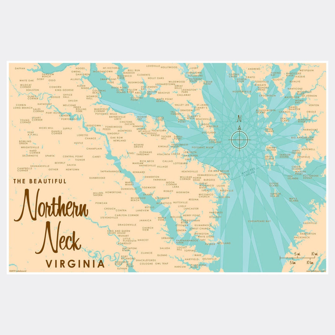 Northern Neck Virginia | Lake House Décor | Cabin Art | Custom Map ...