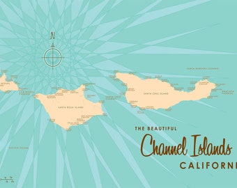 Channel Islands Map Art - Etsy