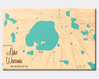 Lake Waconia Map | Etsy