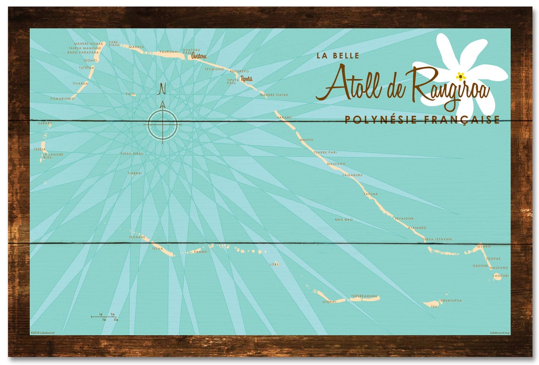Rangiroa Atoll French Polynesia, Rustic Wood Sign Map Art - Etsy