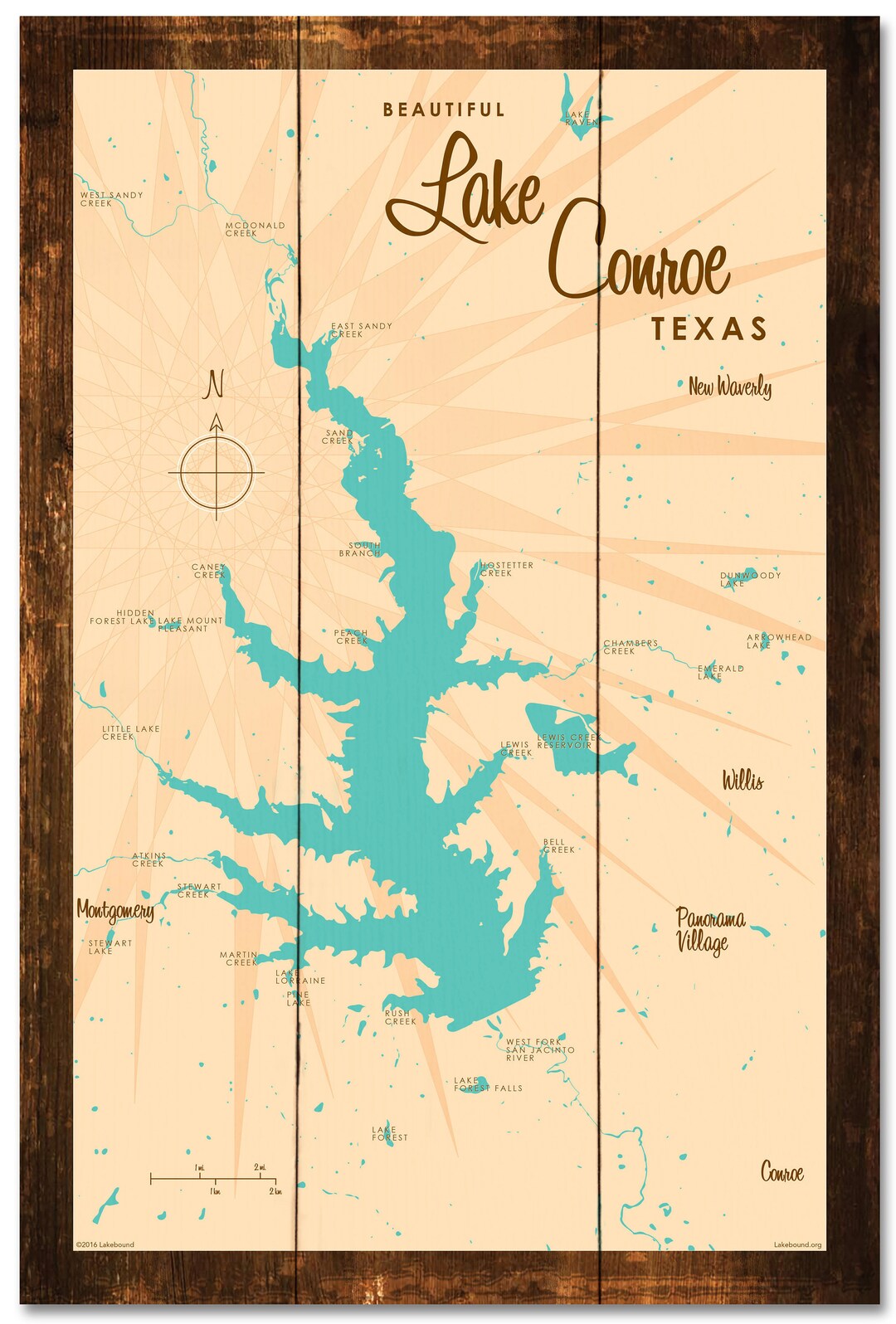 Lake Conroe Texas, Rustic Wood Sign Map Art - Etsy