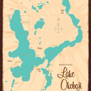 Lake Okoboji Iowa | Lake House Décor | Cabin Art | Custom Map Gifts ...