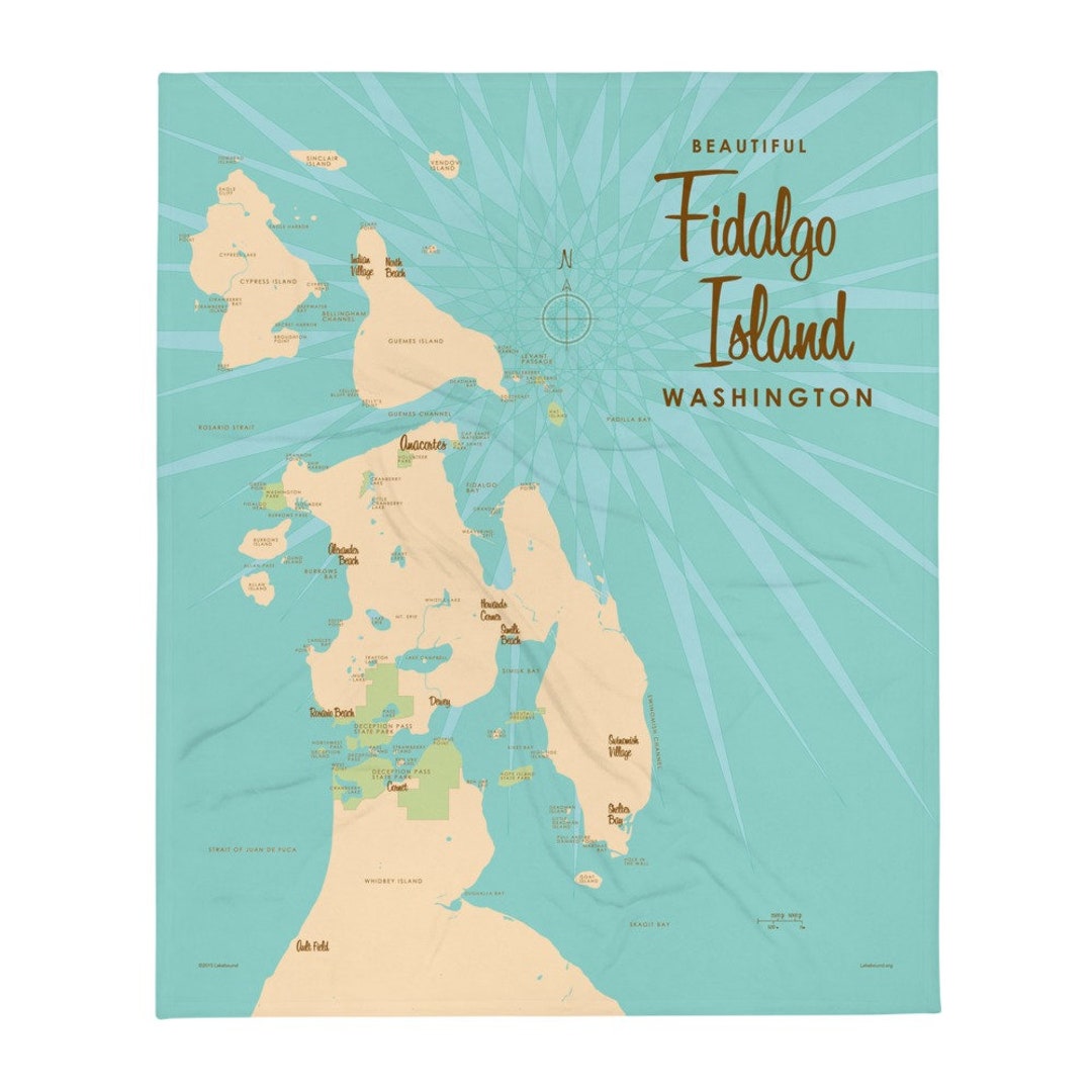 Fidalgo Island Washington | Lake House Décor | Cabin Art | Custom Map ...