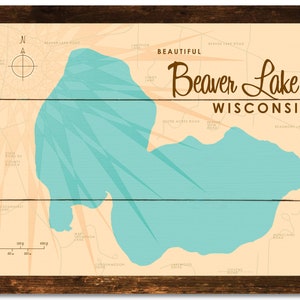 Beaver Lake Wisconsin, Rustic Wood Sign Map Art - Etsy