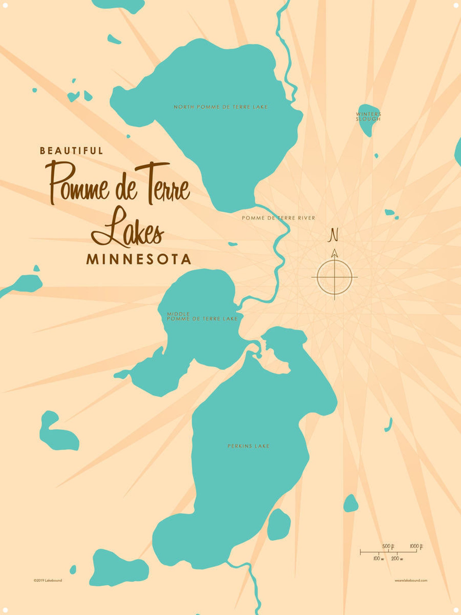 Pomme De Terre Lakes Minnesota | Lake House Décor | Cabin Art | Custom ...