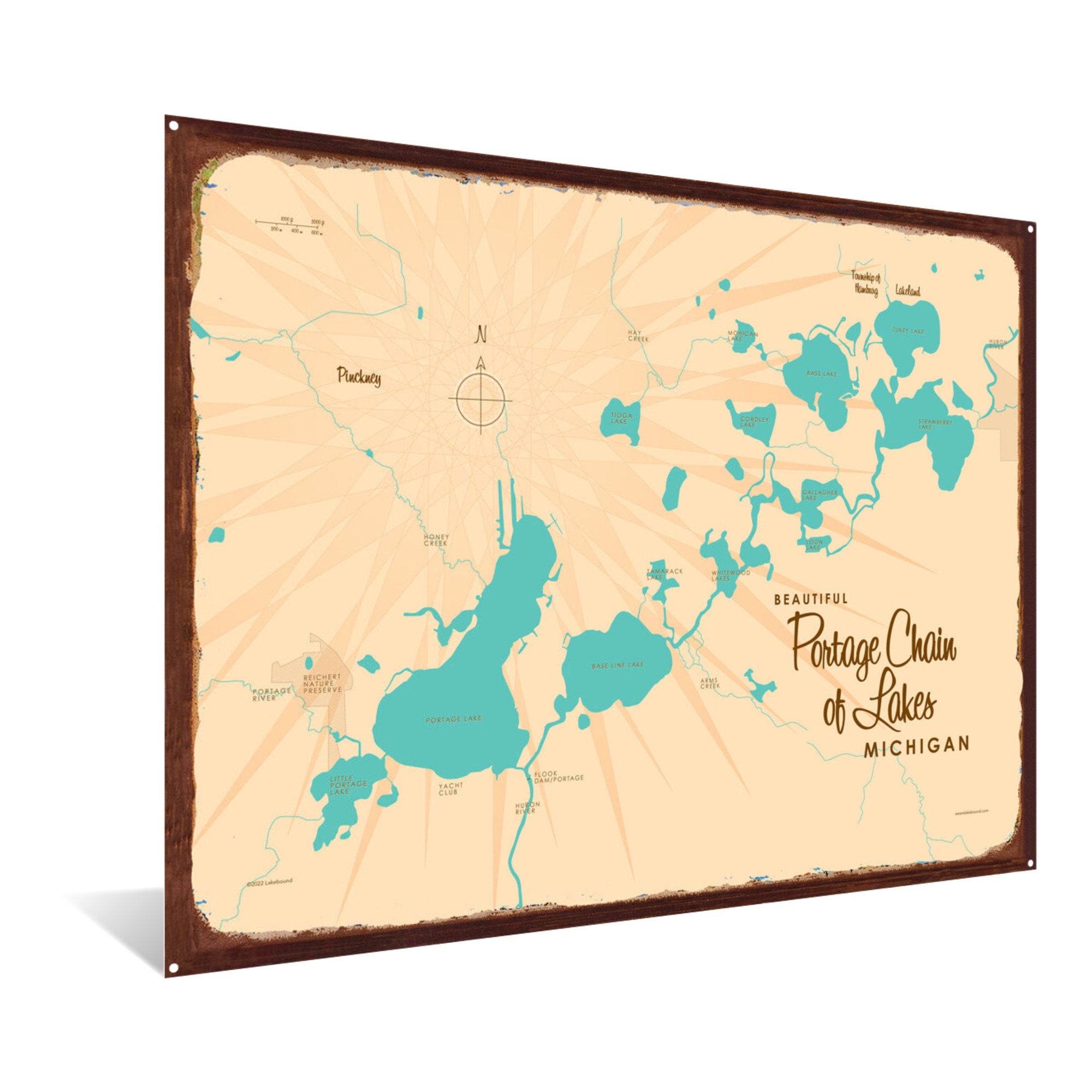 Portage Chain of Lakes Michigan | Lake House Décor | Cabin Art | Custom ...
