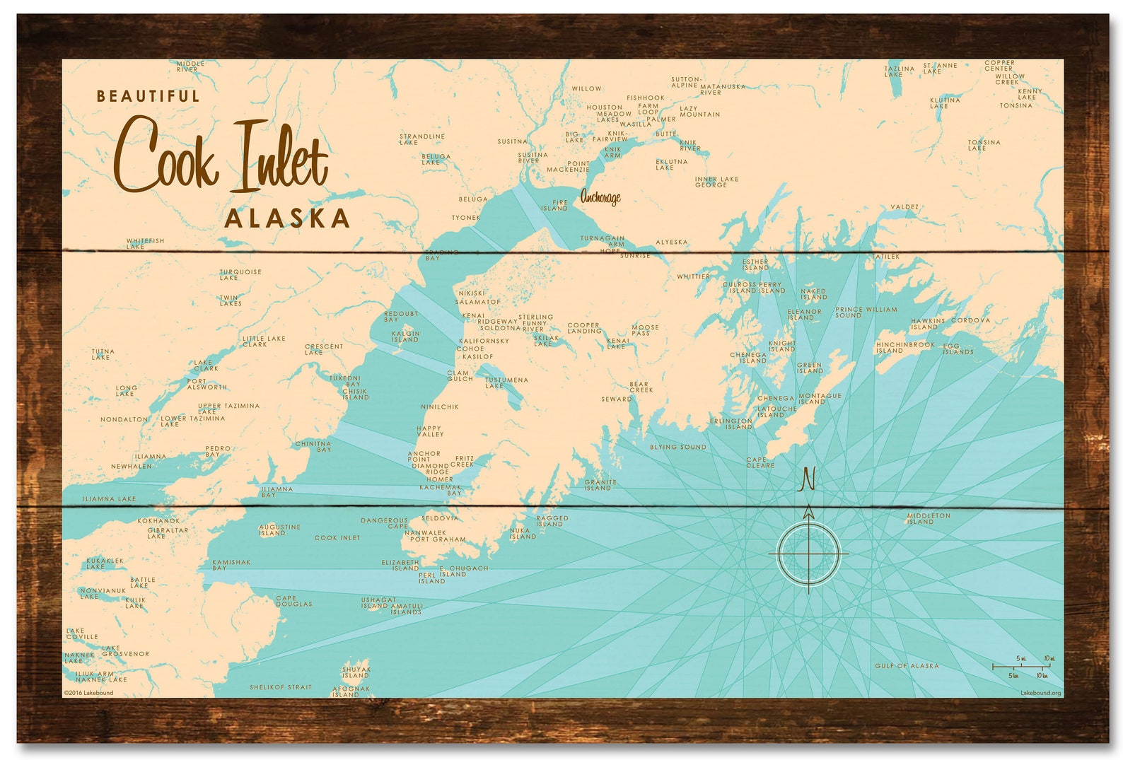 Cook Inlet Alaska, Rustic Wood Sign Map Art - Etsy