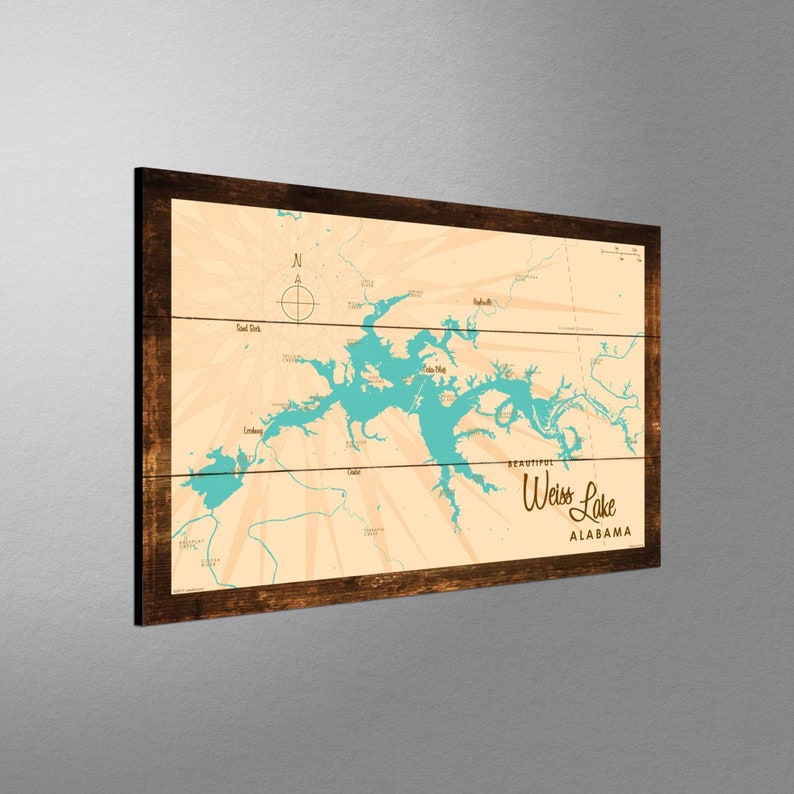 Weiss Lake Alabama Rustic Wood Sign Map Art - Etsy