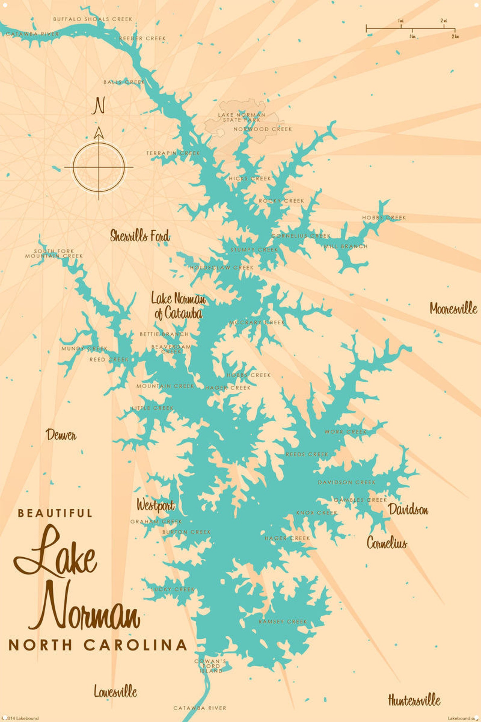 Lake Norman North Carolina Lake House Décor Cabin Art - Etsy