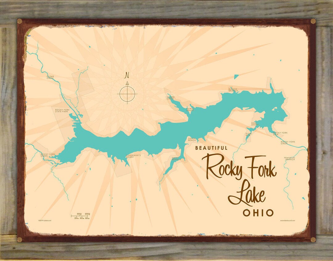 Rocky Fork Lake Ohio | Lake House Décor | Cabin Art | Custom Map Gifts ...