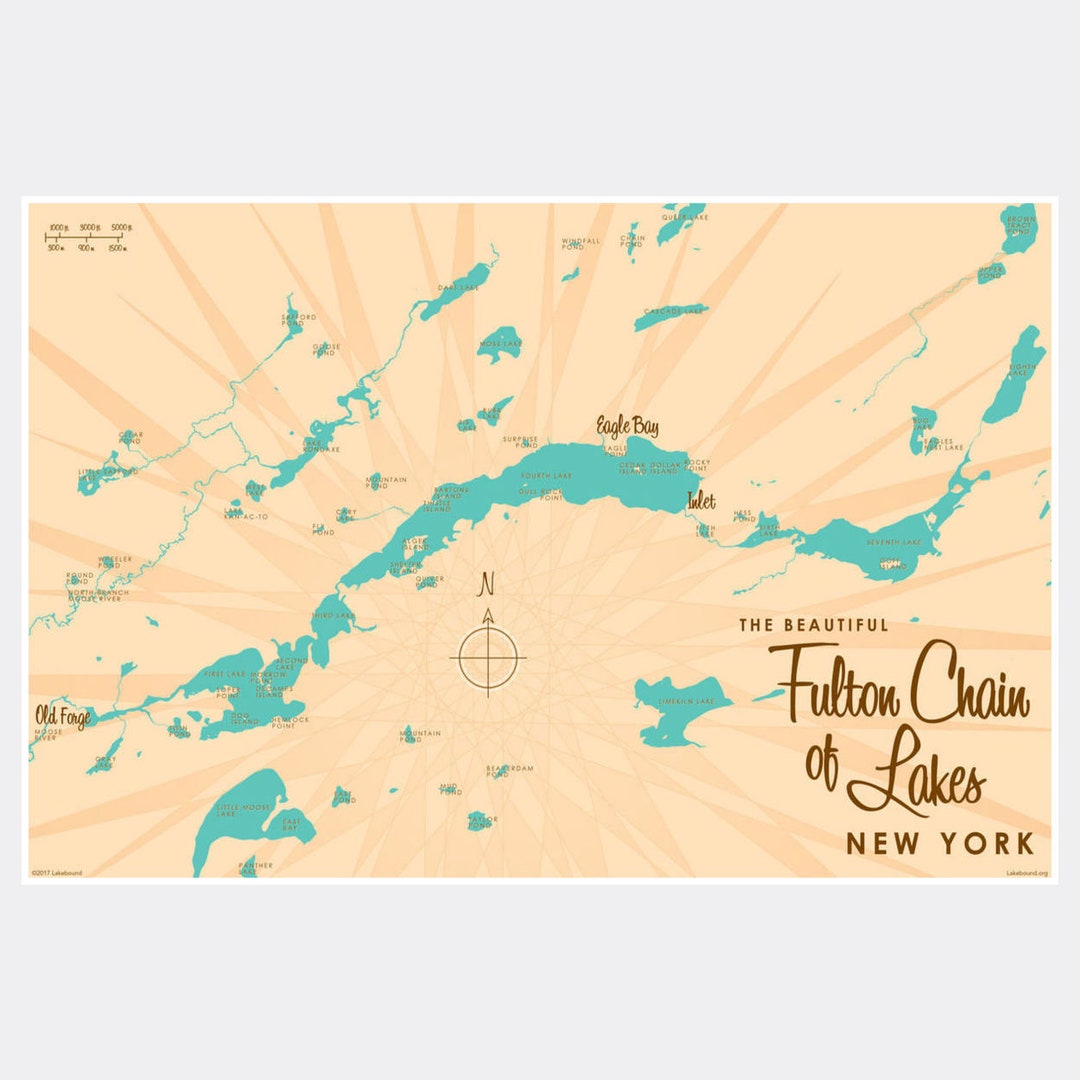 Fulton Chain of Lakes New York | Lake House Décor | Cabin Art | Custom ...