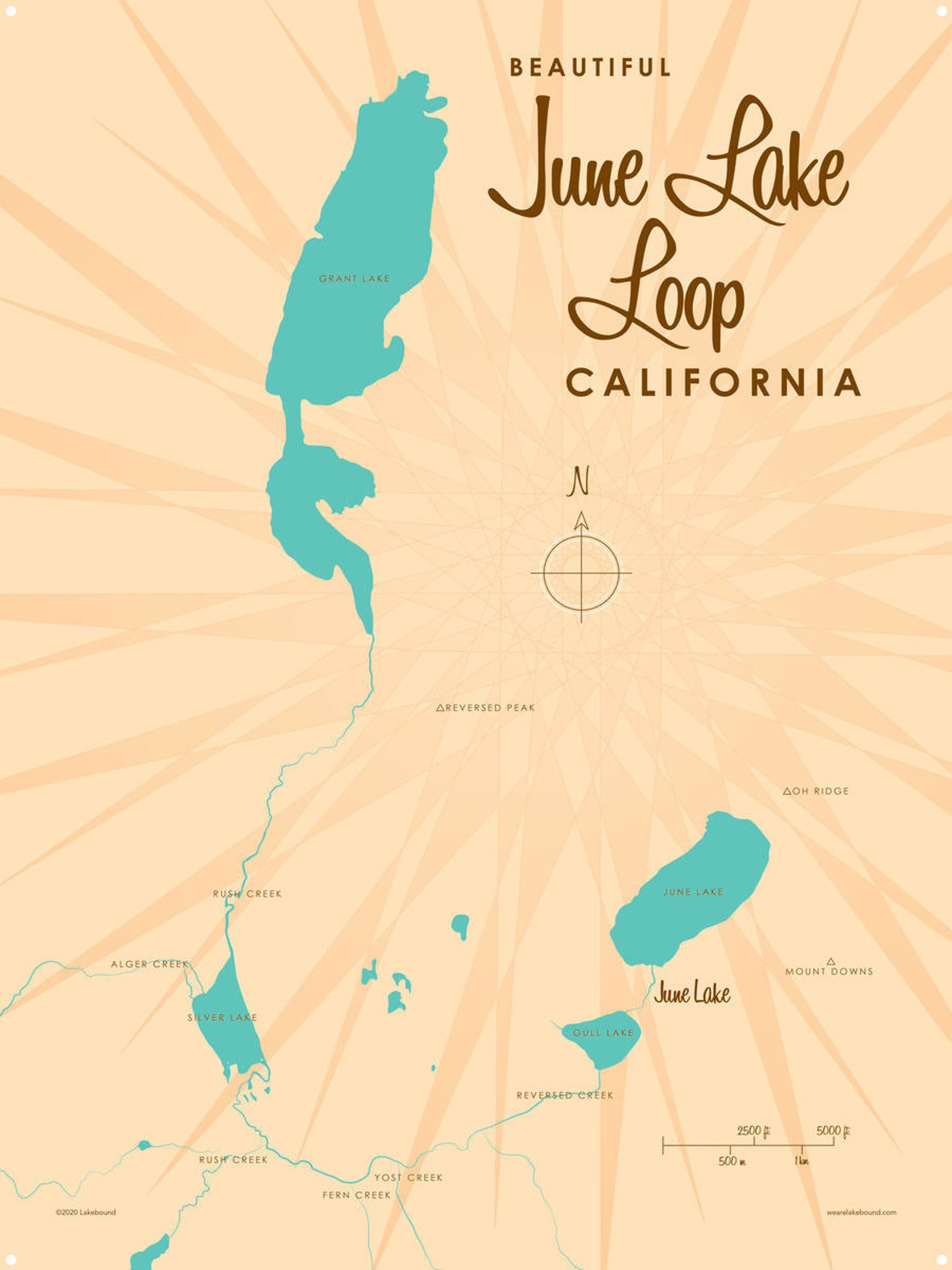 June Lake Loop California Metal Sign Map Art - Etsy