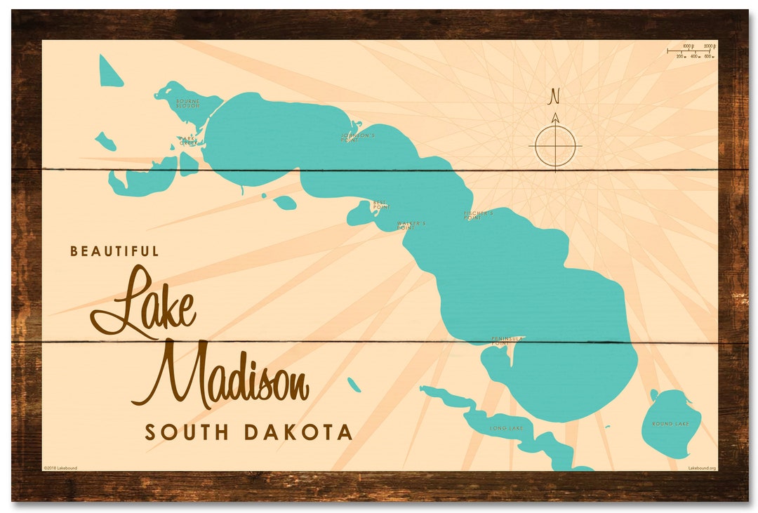 Lake Madison South Dakota, Rustic Wood Sign Map Art - Etsy
