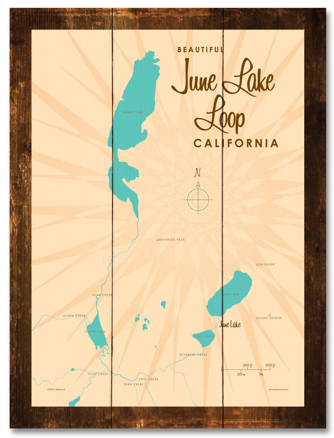 June Lake Loop California, Rustic Wood Sign Map Art - Etsy