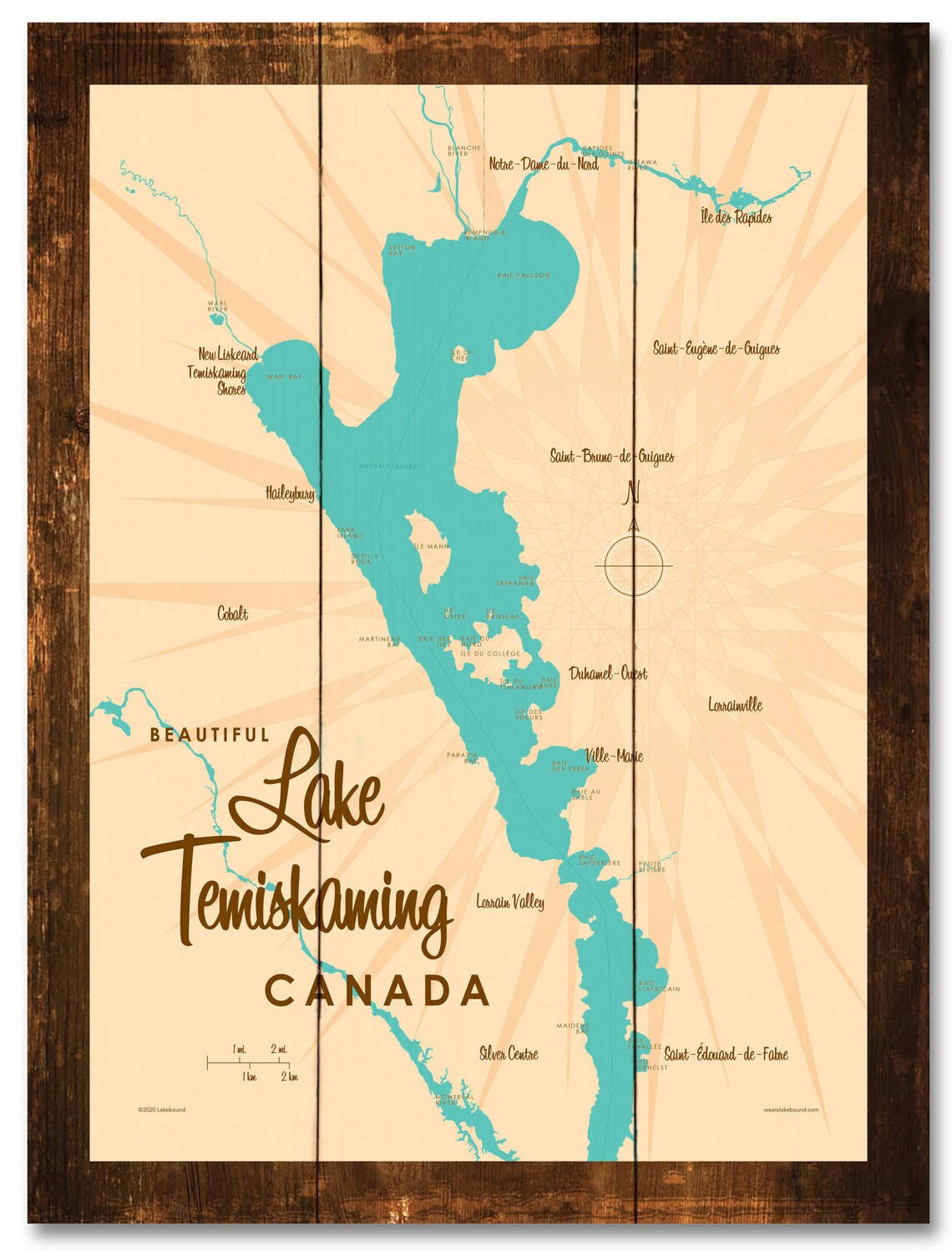 Lake Temiskaming Canada Rustic Wood Sign Map Art - Etsy