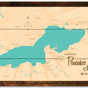 Pewaukee Lake Wisconsin, Rustic Wood Sign Map Art - Etsy