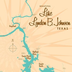 Lake LBJ Texas | Lake House Décor | Cabin Art | Custom Map Gifts ...